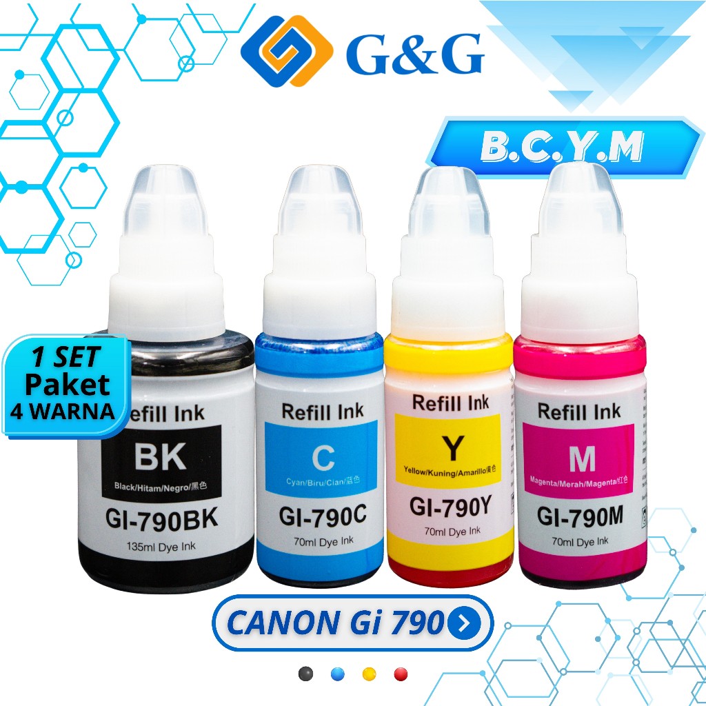 Jual TINTA CANON PIXMA Gi 790 ( 1 SET ) PRINTER SERIES G2010. G2000 ...