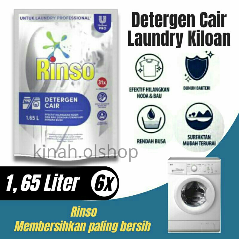 Jual Rinso Matic Professional Deterjen Laundry Kiloan Cair 1,65 Liter ...
