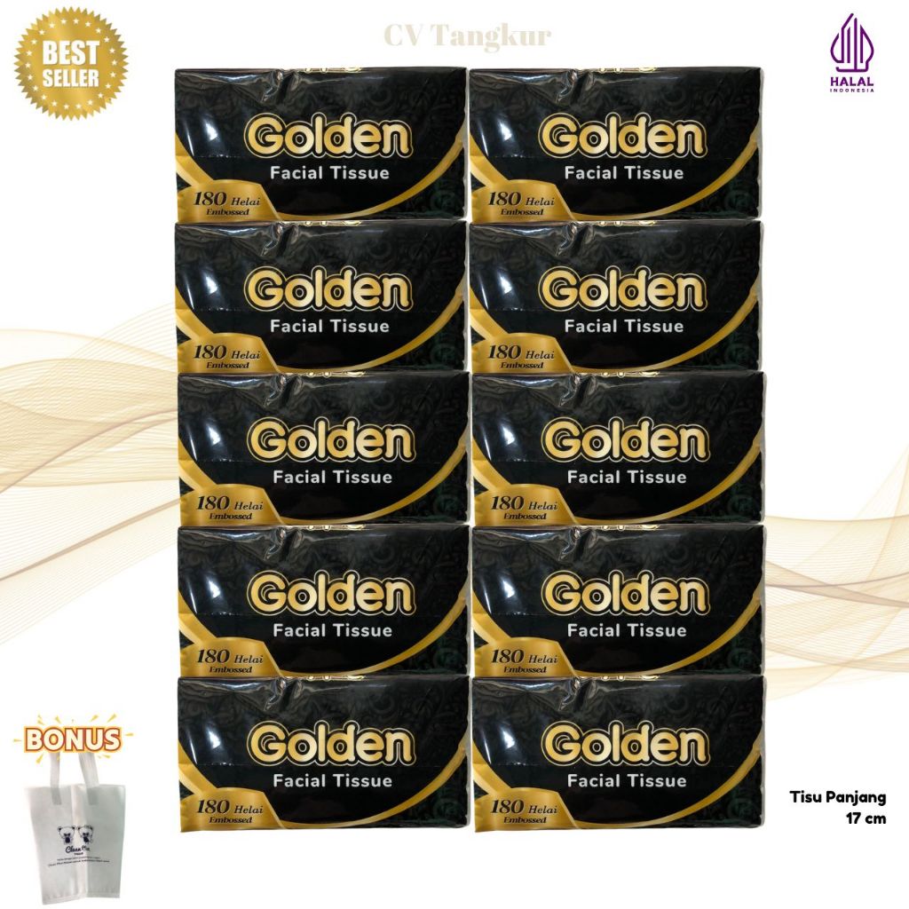Jual PAKET 10 GOLDEN 180 HELAI 2ply Tissue Wajah Halus dan Lembut ...