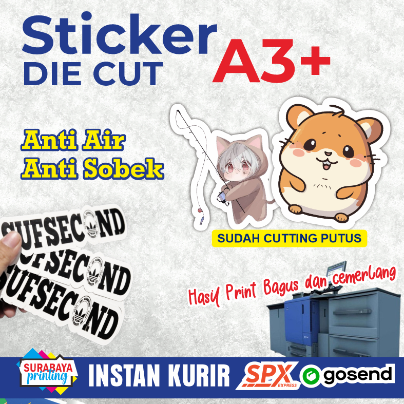 Jual Cetak Sticker Vinyl A3+ cutting putus Die cut untuk stiker ...