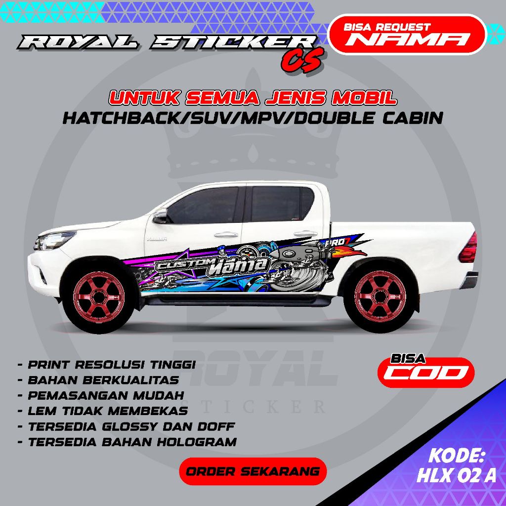 Jual HLX 02-DECAL STIKER MOBIL DOUBLE CABIN SINGLE STRADA TRITON HILUX ...