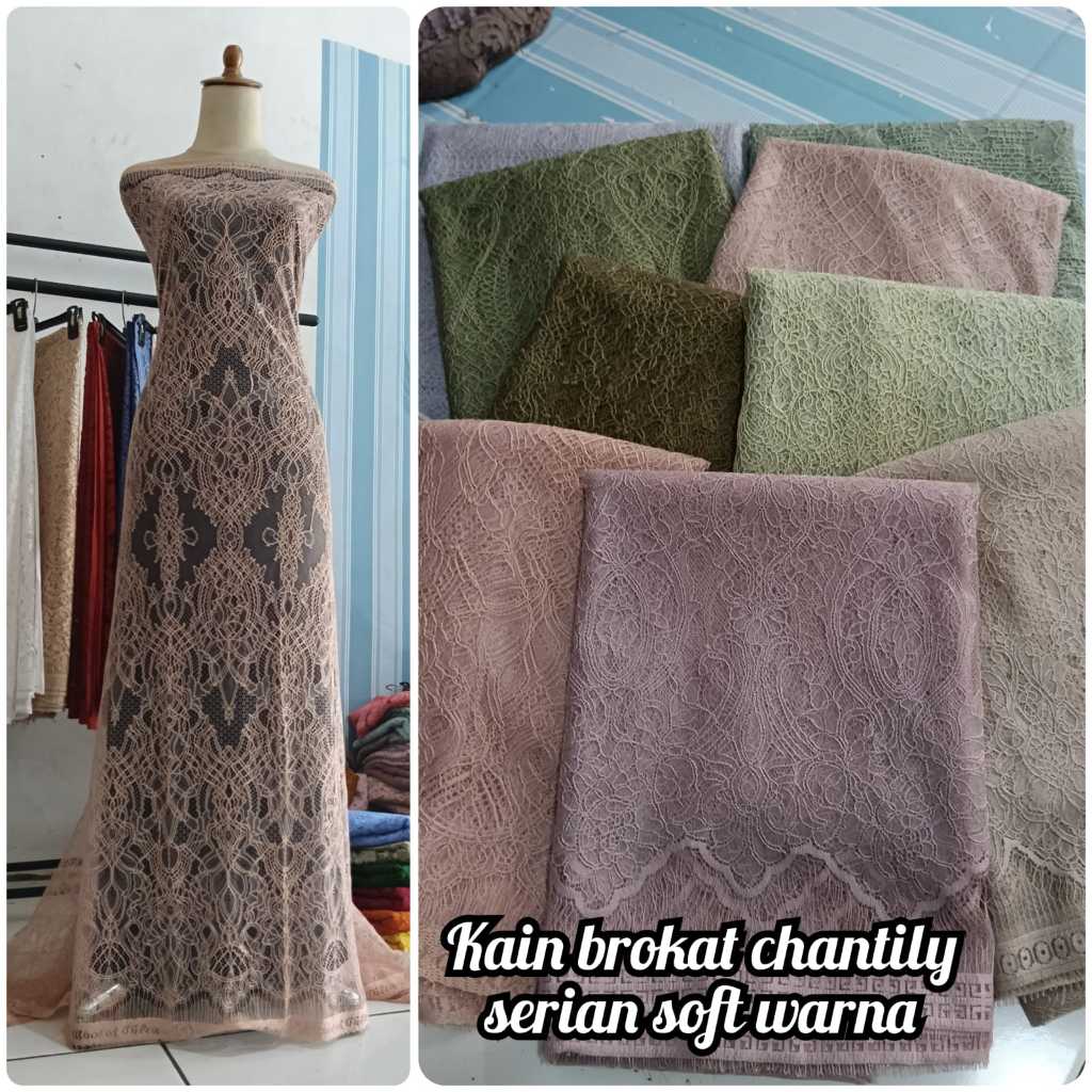 Jual kain brokat chantily serian warna soft isi per 1 panel 2,5m X 1,5m ...
