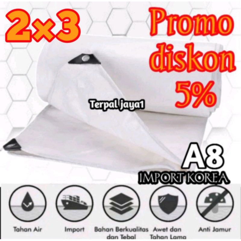 Jual terpal putih tenda ukuran 2x3 meter sudah ada lubang ring mata ...