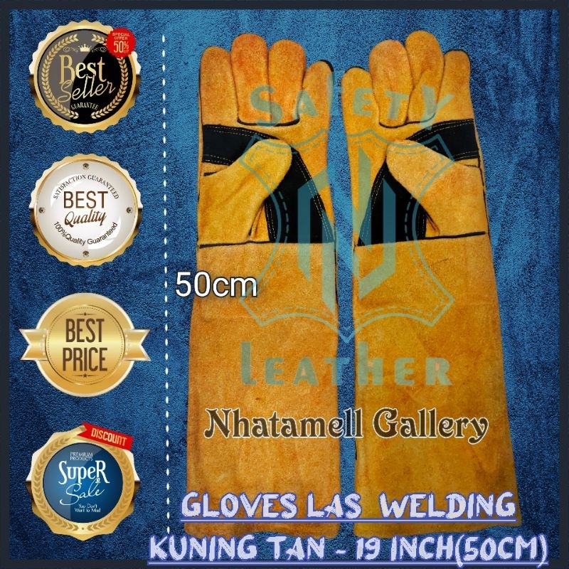 Jual Sarung tangan 19inch / 50cm las welder kuning tan - gloves safety ...