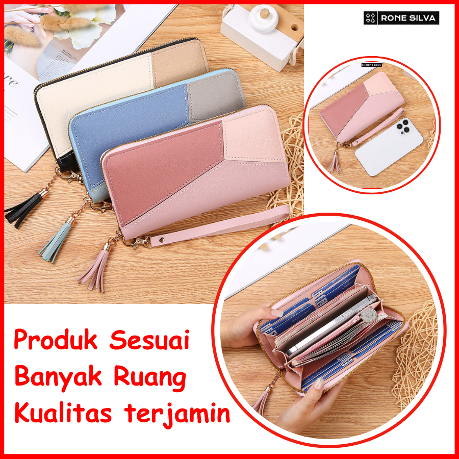 Jual Dompet Panjang Wanita Lipat Besar Resleting Cewek Pink Uang Perempuan Atm Ktp Ibu Kulit Pu ...