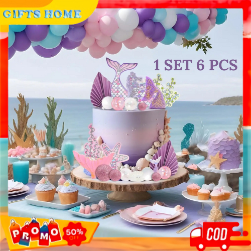 Jual 6 Pcs Cake Topper Tema Putri Duyung Selamat Ulang Tahun Puncak Kue ...