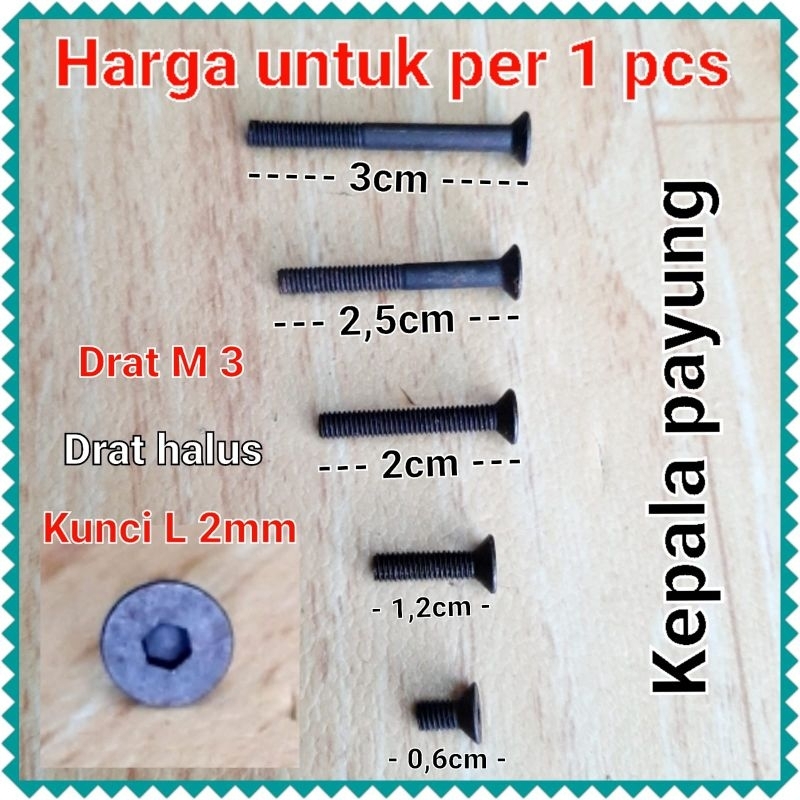 Jual Baud baut kunci L No. 2 drat halus 3mm | Shopee Indonesia
