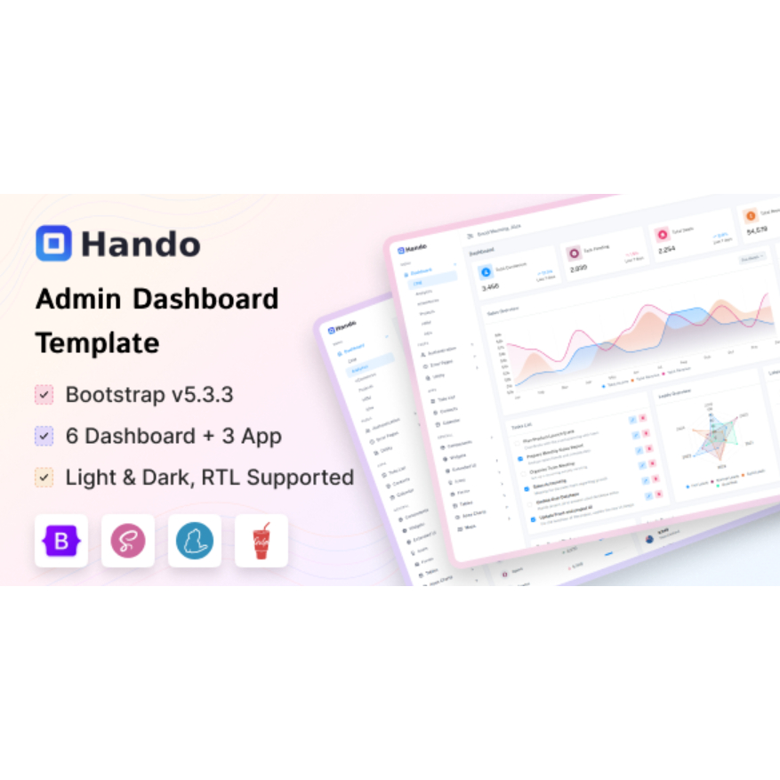 Jual Bootstrap 5 - Hando v1.0 Premium Admin Dashboard Template | Shopee Indonesia