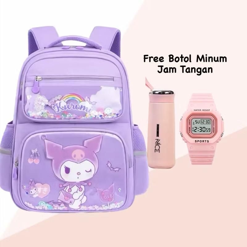 Jual Tas Punggung Ransel Sekolah Sanrio Mika Kuromi 3in1 Ransel Anak Sekolah Perempuan PAUD TK ...