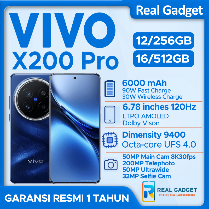 Jual NEW! vivo X200 Pro - 200 MP ZEISS APO Telephoto Camera, 6000 mAh ...