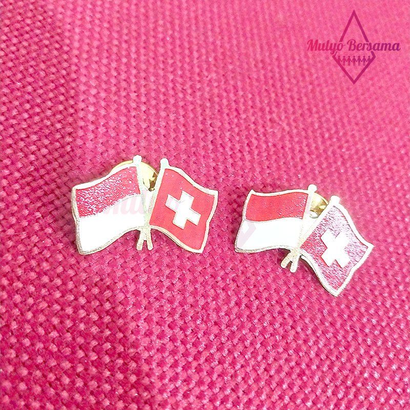 Jual Pin Bendera Negara Indonesia Swiss Cross Flag Pin Indonesia Swiss ...