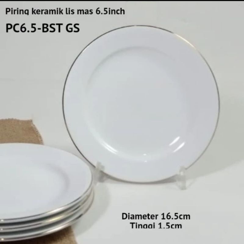 Jual Piring ceper keramik lis mas | Piring desert 16.5cm (1 PCs) Piring ...
