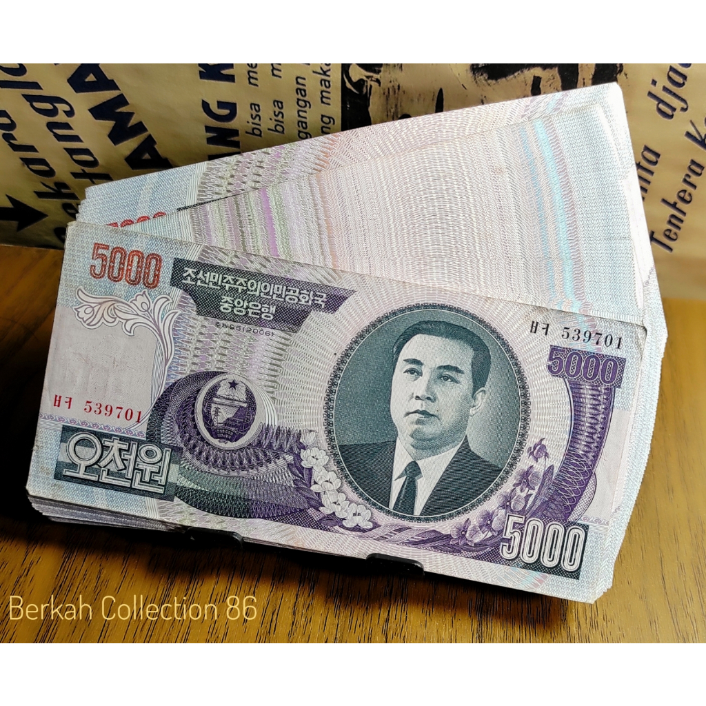 Jual Uang Asing Korea Utara 5000 Won Sesuai foto | Shopee Indonesia
