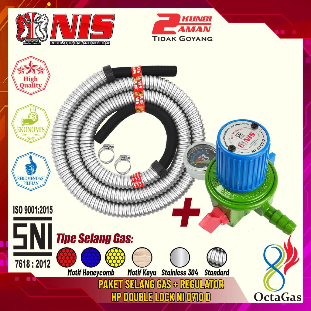 Jual Nis Paket Selang Gas + Regulator Gas 2 Pengunci (NI 0710D ...