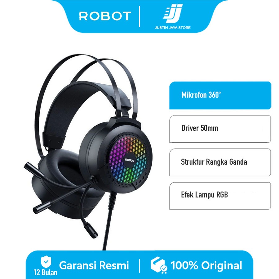 Jual ROBOT Headphone RH-G30 Headset Gaming Wired 3D Black Stereo Sound ...