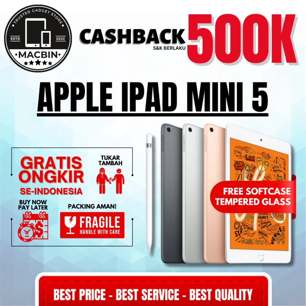 Jual iPad Mini 5 | iPad Mini 4 256GB 128GB 64GB 32GB 16GB Wifi Only & Cellular Second Fullset ...