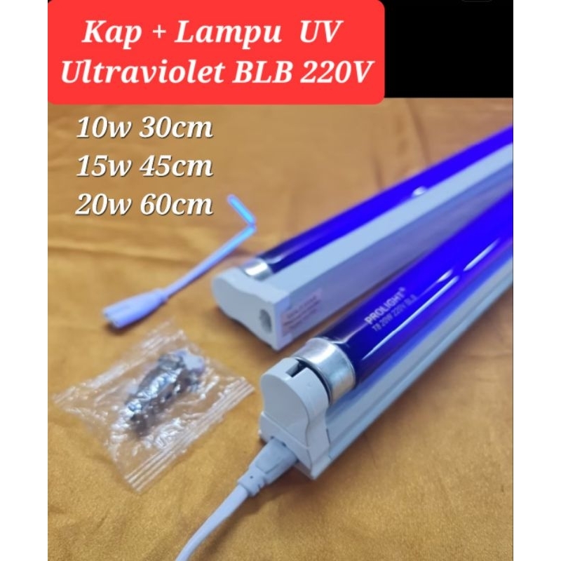 Jual SET Kap Alm GS putih+ Lampu Cek Uang T8 20w 61cm UV-BLB PROLIGHT | Shopee Indonesia