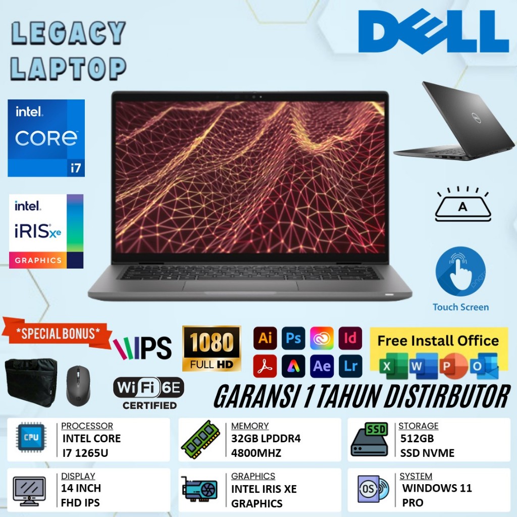 Jual Laptop Dell Latitude 14 7430 Intel i7 1265U Ram 32GB 512GB SSD FHD ...