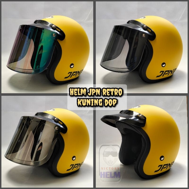 Jual Helm Jpn Retro Warna Kuning Dop | Shopee Indonesia