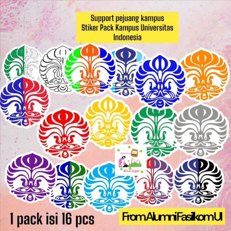 Jual (Alumni UI Support Pejuang Kampus) Stiker Pack 16 pcs MAKARA UI ...
