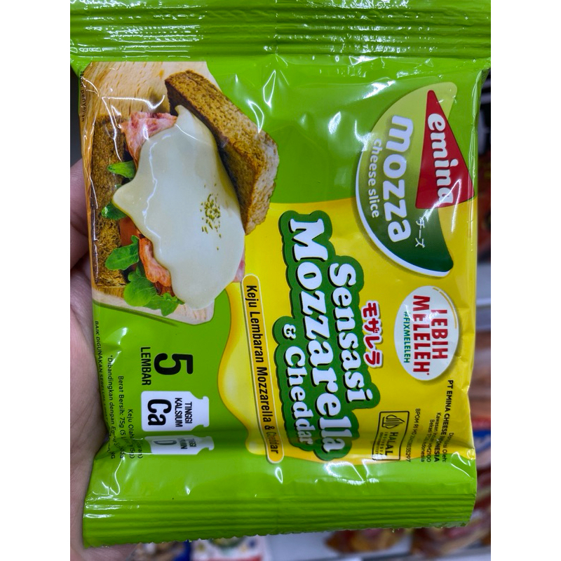 Jual emina Slice Cheese Mozza / keju mozarella lembaran 5 x 15 g ...