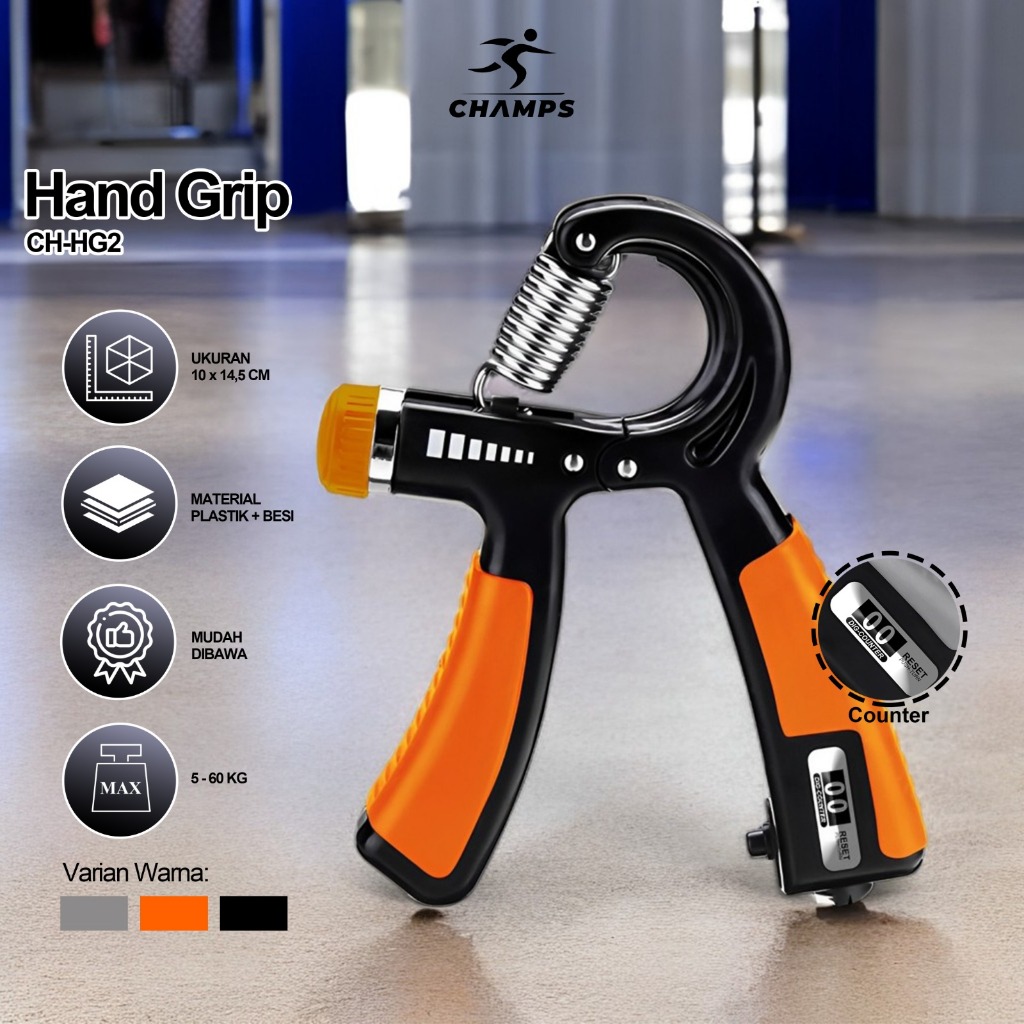 Jual CHAMPS Handgrip Ergonomis Digital Counter Fitness Olahraga Tangan ...