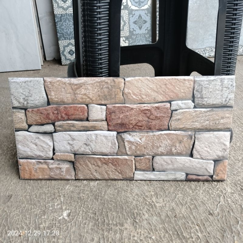 Jual KERAMIK DINDING BATU ALAM MURAH ASIA TILE GRANADA BROWN EMBOSED ...