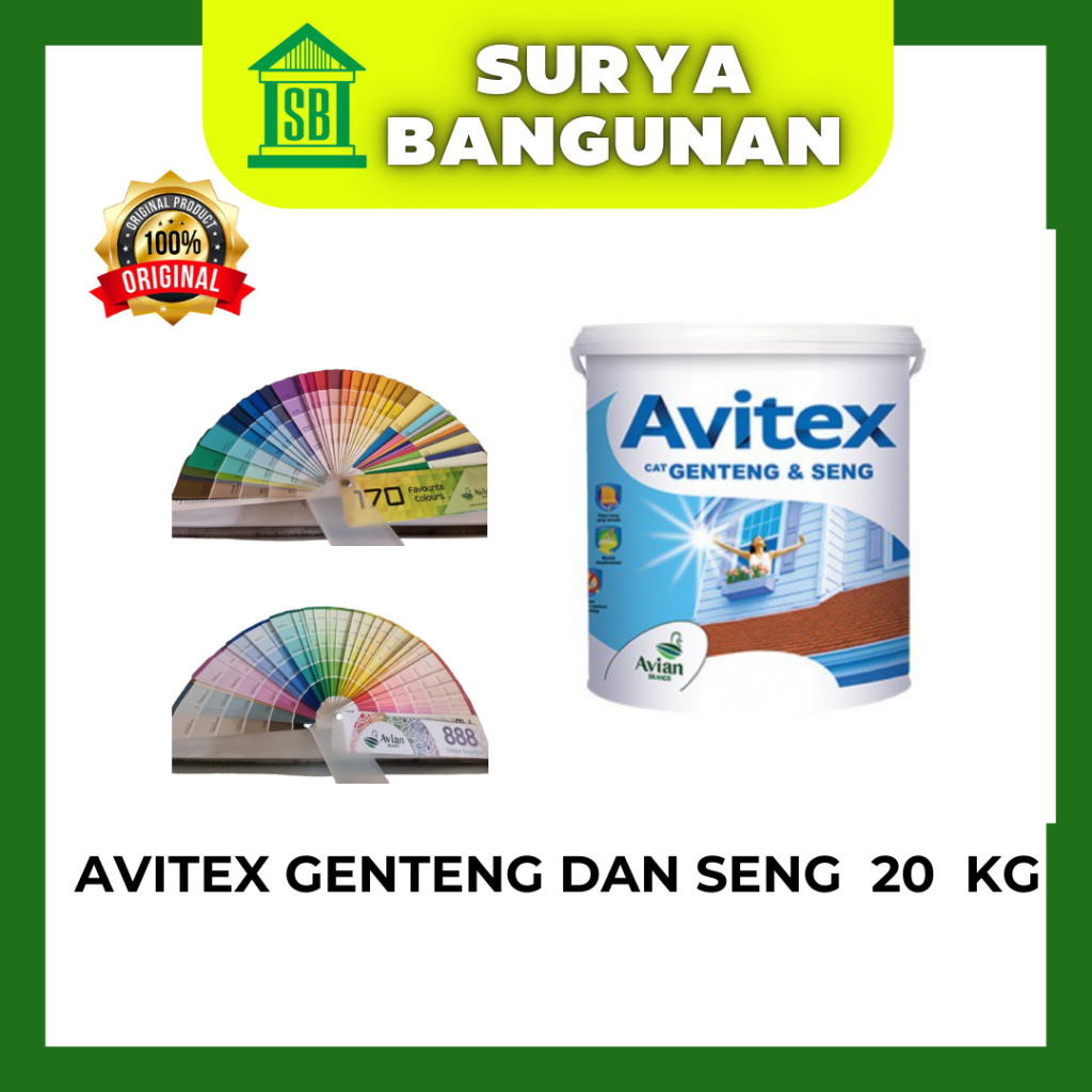 Jual Cat Genteng dan Seng Avitex Roof 20 kg / 1 PAIL Warna | Shopee ...