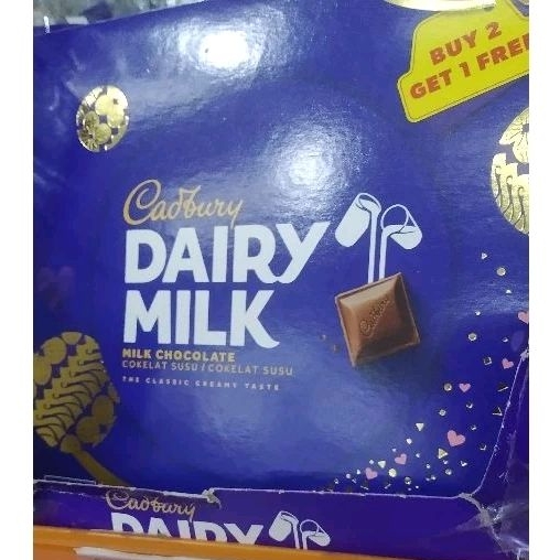 Jual Cadbury Diary Milk chocolate 62gr ( Buy 2 get 1 Free) | Shopee ...