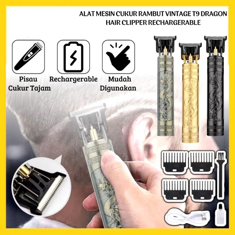 Jual Alat Mesin Cukur Rambut Vintage T9 Dragon Hair Clipper Recharger | Shopee Indonesia