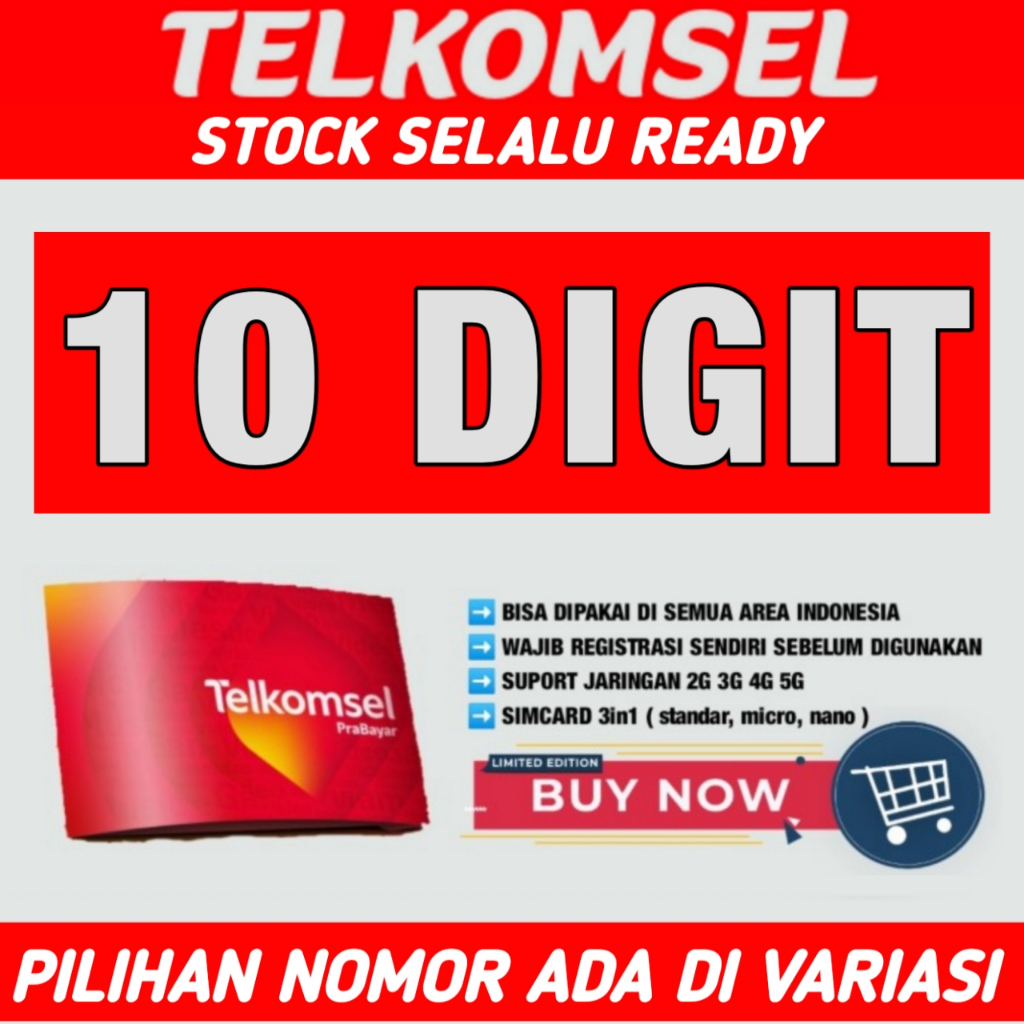 Jual Telkomsel Perdana Prabayar 10 Digit - EKOR ABAB - 1010 2020 3030 ...
