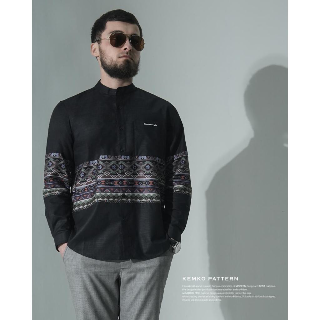Jual SAMASE KEMKO Kemeja Koko Heritage Pattern Lengan Panjang 01S029 ...