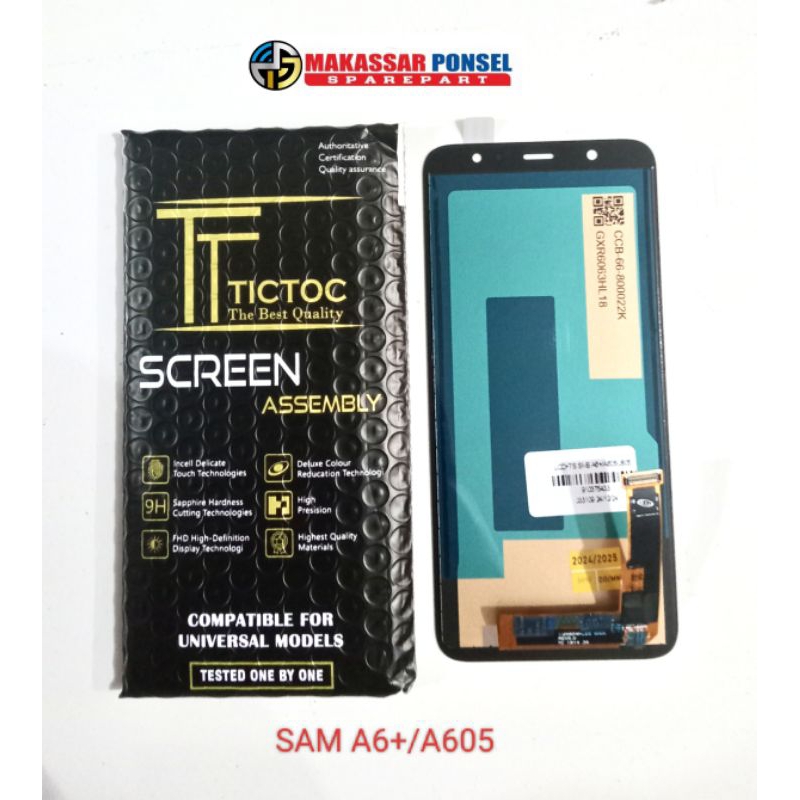 Jual LCD+TS SAMSUNG A6 PLUS/A605/A6+ BLACK TICTOC | Shopee Indonesia