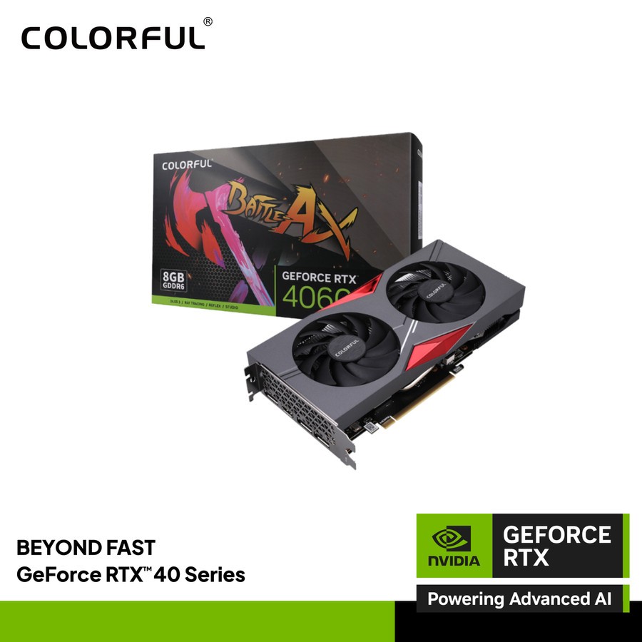 Jual VGA COLORFUL BATTLE AX GEFORCE RTX 4060 8GB GDDR6 128BIT NB DUO-V ...