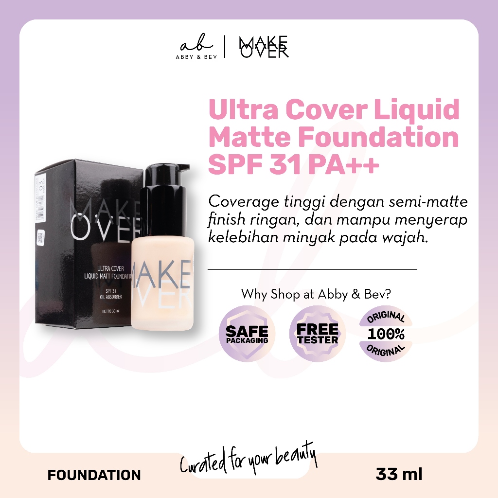 Jual AB - Make Over Ultra Cover Liquid Matte Foundation SPF 31/PA++ [33 ...