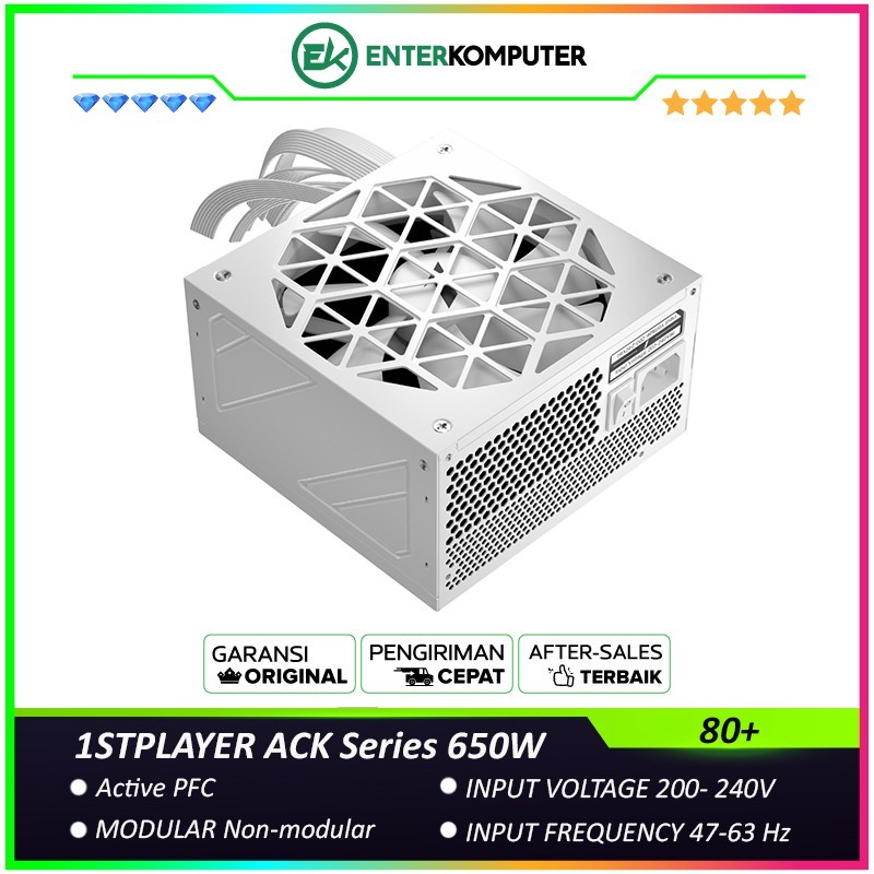 Jual 1STPLAYER ACK Series 650W HA-650AC1 WHITE Edition 80+ Certified with Embossed Cable ...