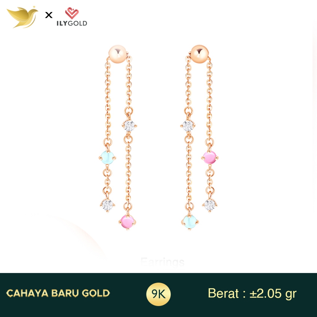 Jual ILY GOLD EARRINGS SPECTRUM PINK BEACH 8K (SERUT) | Shopee Indonesia
