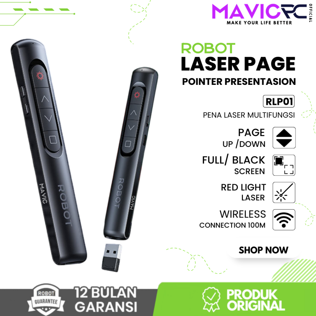 Jual ROBOT RLP01 Laser PAGE Turning Pen | Pointer Presentasion (without ...
