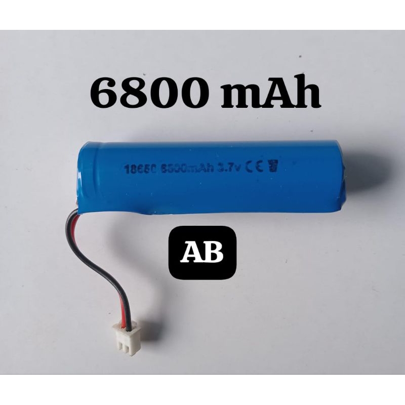 Jual Battery lithium 18650 3.7v 6800mAh Plus Soket Putih Baterai ...
