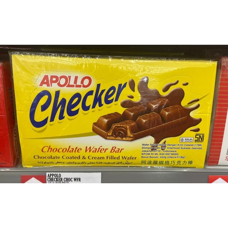 Jual Apollo Checker Chocolate Coated & Cream Filled Wafer | Shopee ...