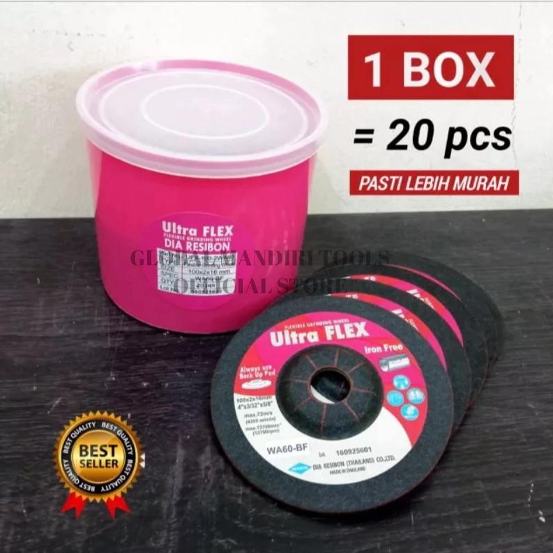 Jual 1 BOX ULTRA FLEX Batu Gerinda FLEXIBLE AC60 WA60 Batu Gerinda 4 ...