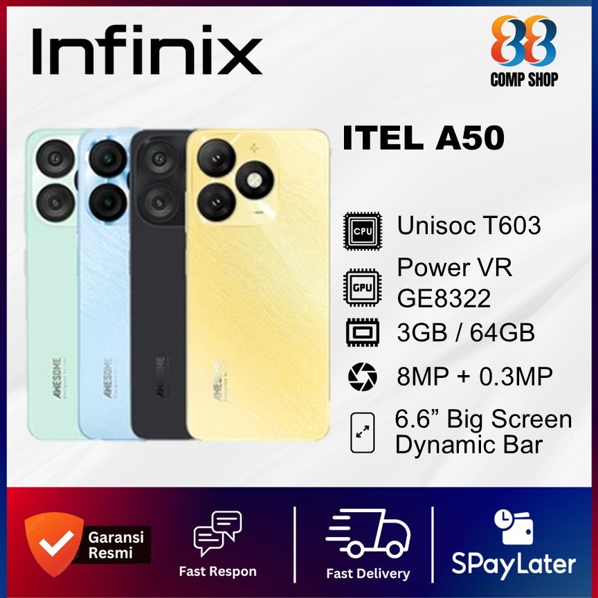 Jual Itel A50 RAM 4+64GB/3+64GB Octa-Core Processor- 6'6" Big Screen ...