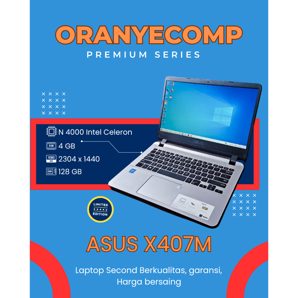 Jual Asus X407M Intel N4000 ram 4 gb SSD 128 gb | Shopee Indonesia