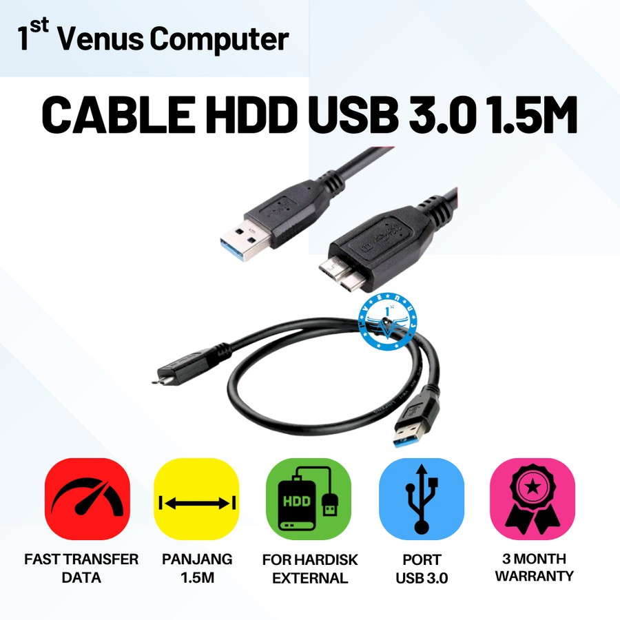 Jual CABLE HARDISK USB 3.0 1.5M / KABEL HARDISK 1.5M USB 3.0 / KABEL ...