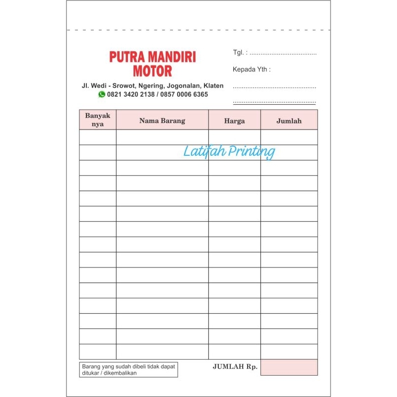 Jual Nota Bengkel / Nota Servis Hvs | Shopee Indonesia