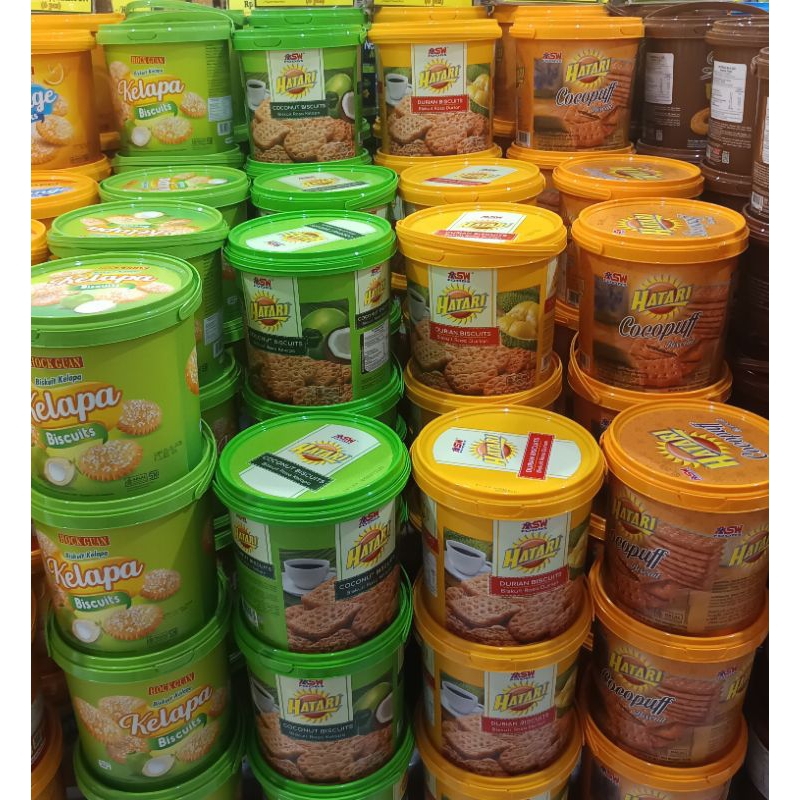 Jual Hatari Kelapa Biscuits Cocoapuff Durian CoconutKemasan Timba 350g ...