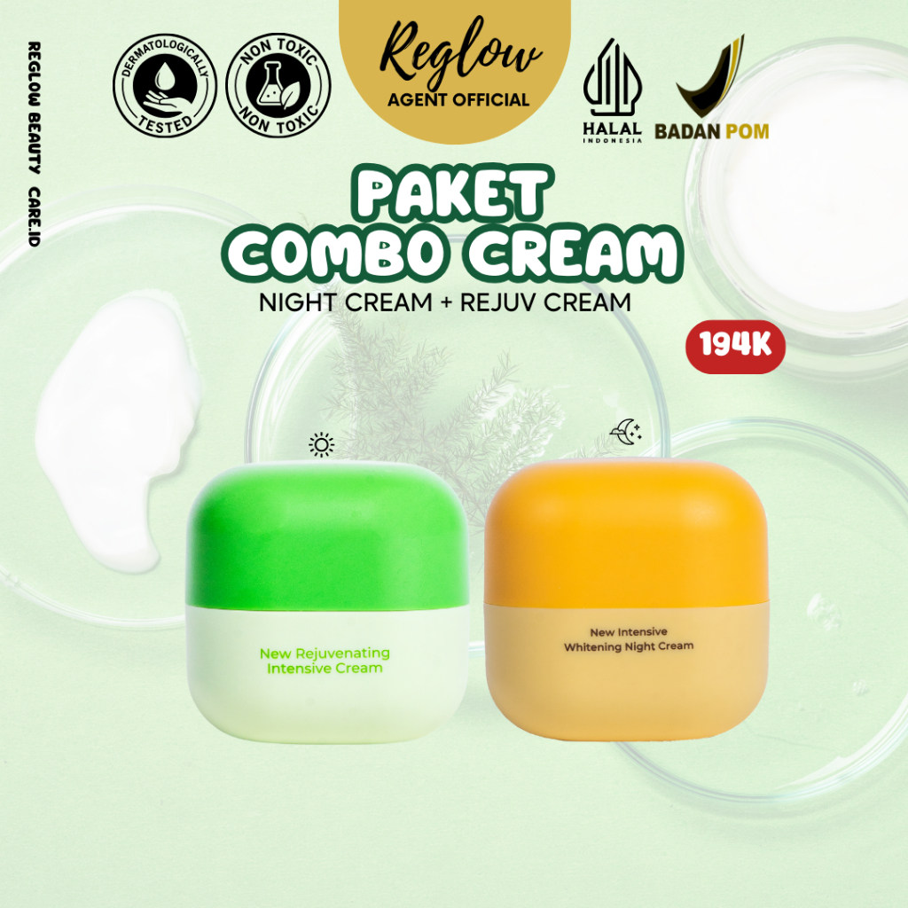 Jual REGLOW Paket Combo Cream 2 in 1 Rejuv Cream 20 gr + Night Cream 20 ...