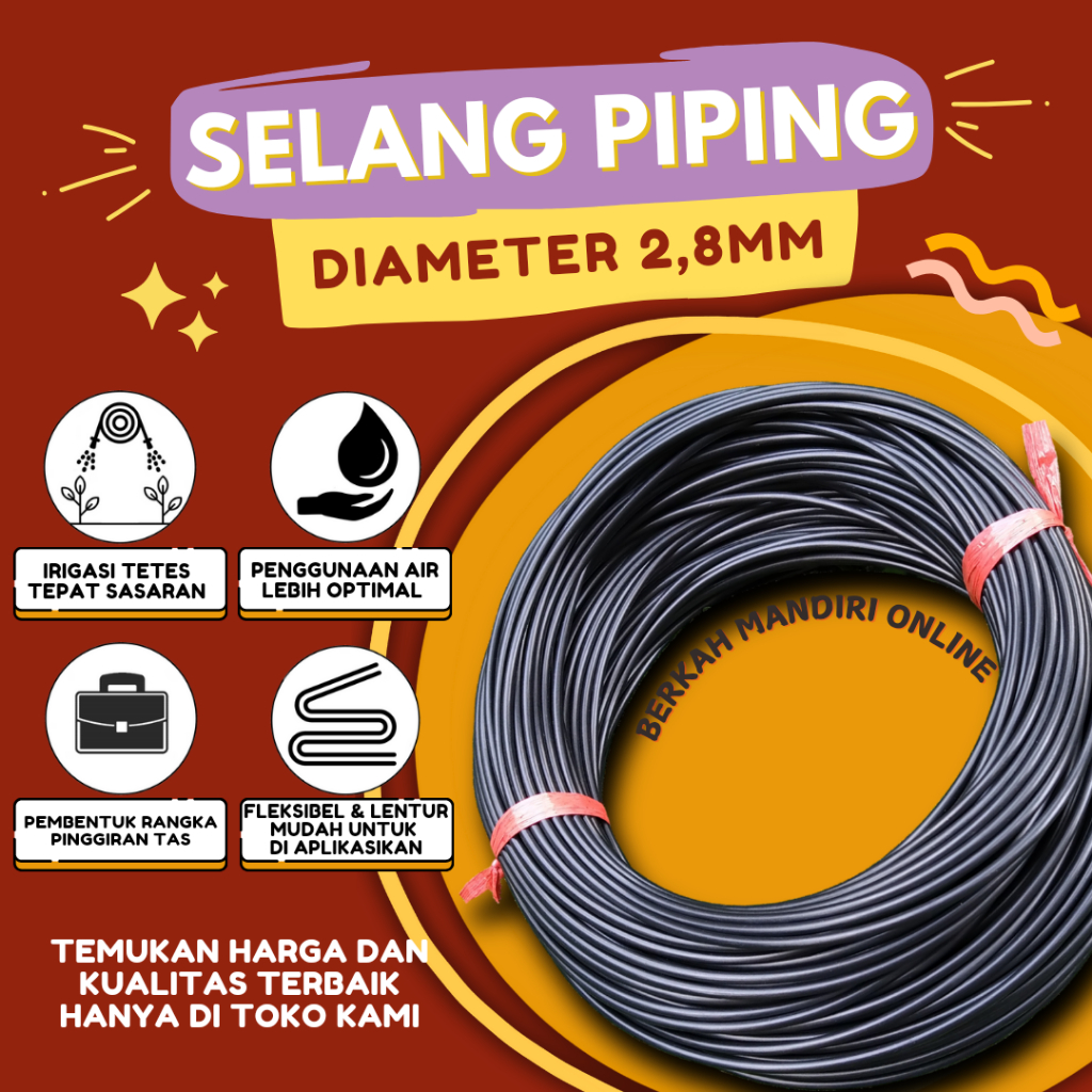 Jual Selang Piping Diameter 2,8 mm irigasi tetes piping tas hitam ...