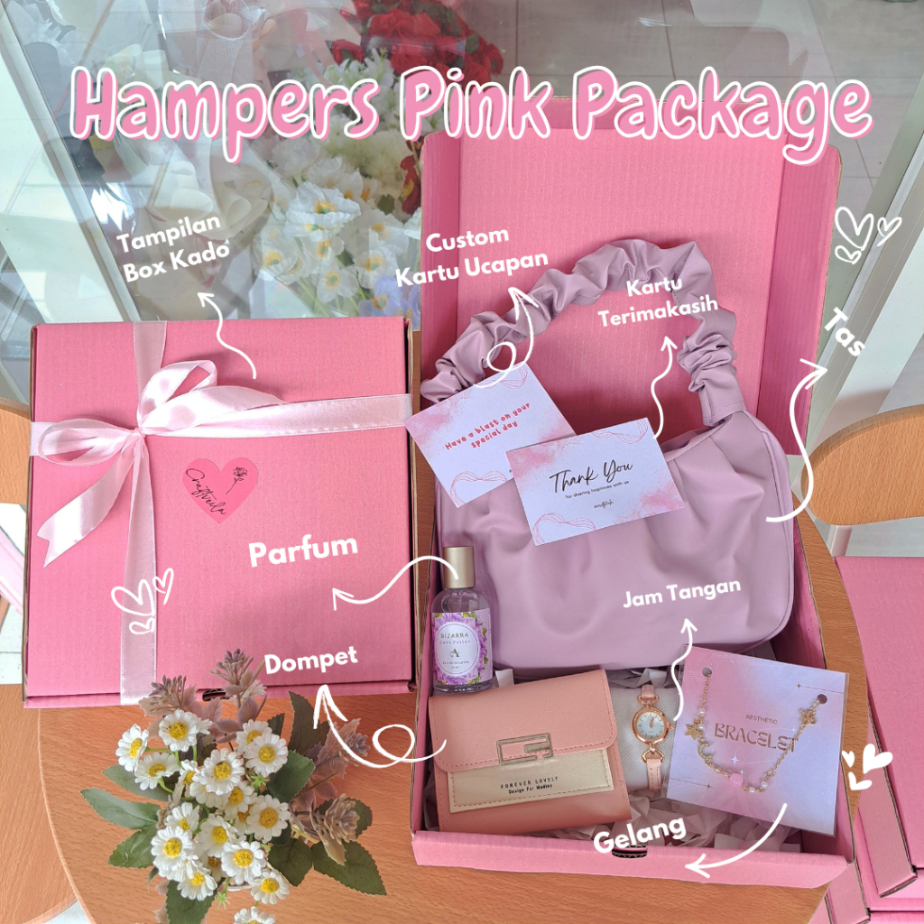 Jual NEW PRODUK | CRAFTVEILA HAMPERS | Aesthetic Pink & Black Package ...