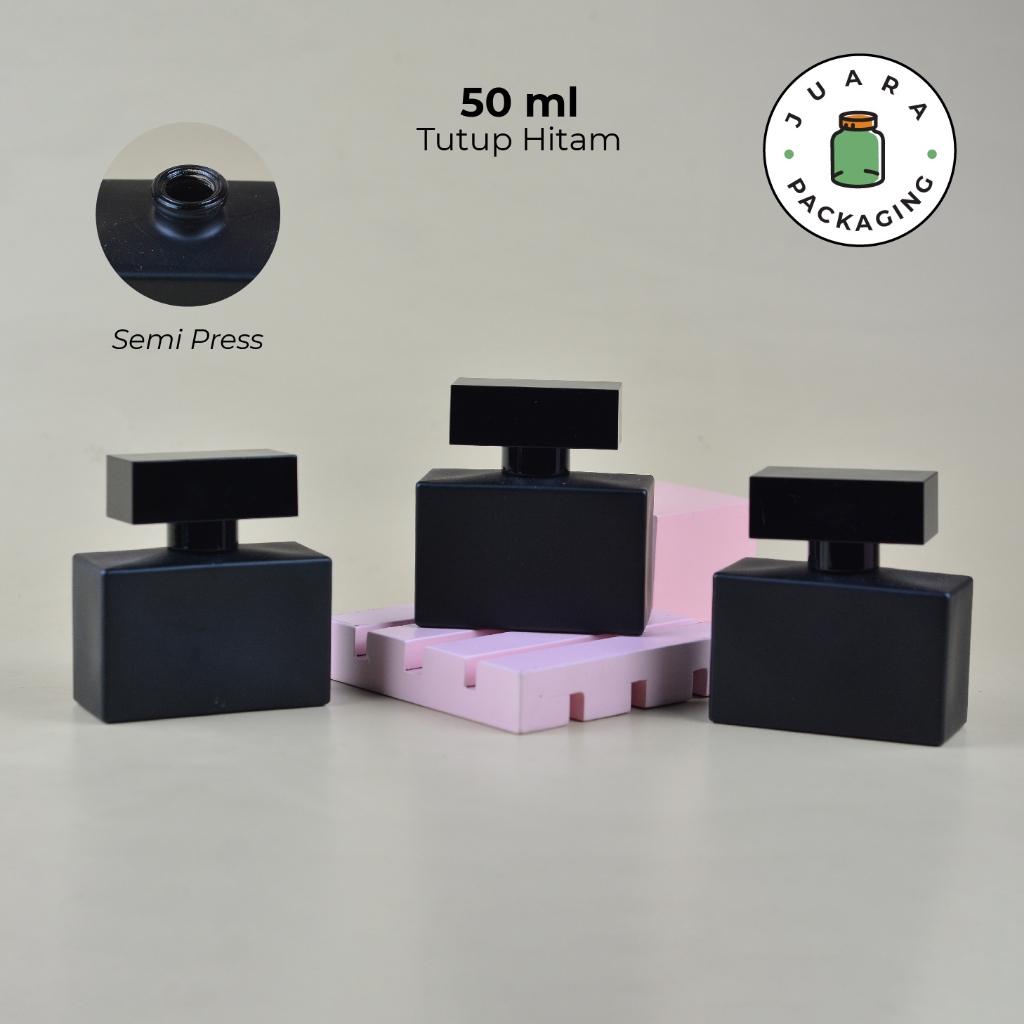 Jual Botol Parfum Spray Kaca 50ml – Botol Kaca Hitam Doff Matte Bentuk ...